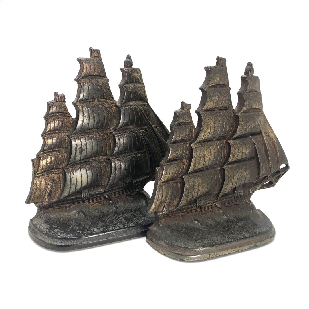 Vintage Sailing Ship Metal Bookends - Etsy