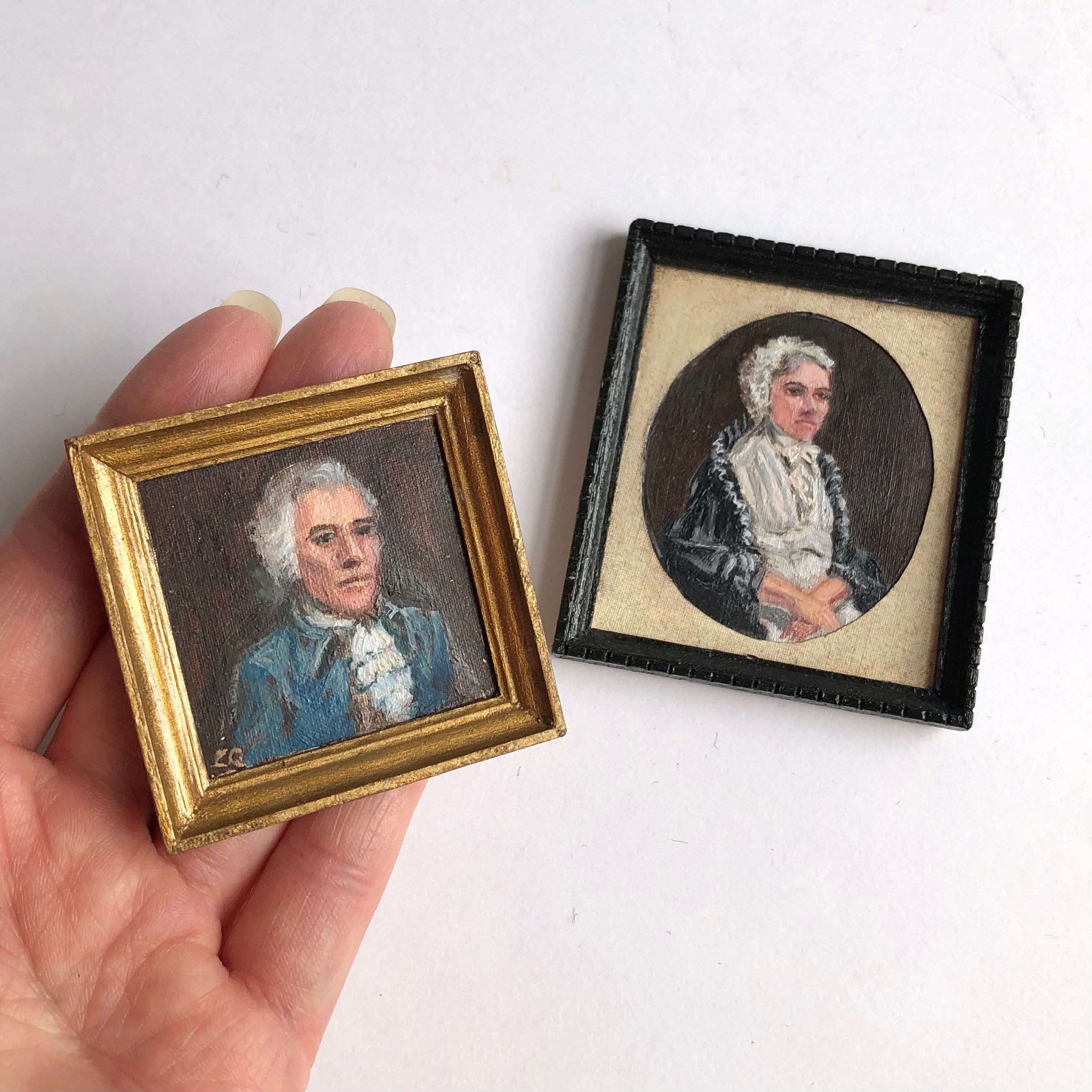 Two Miniature Portrait Paintings by Edward Gates 1984 - Etsy