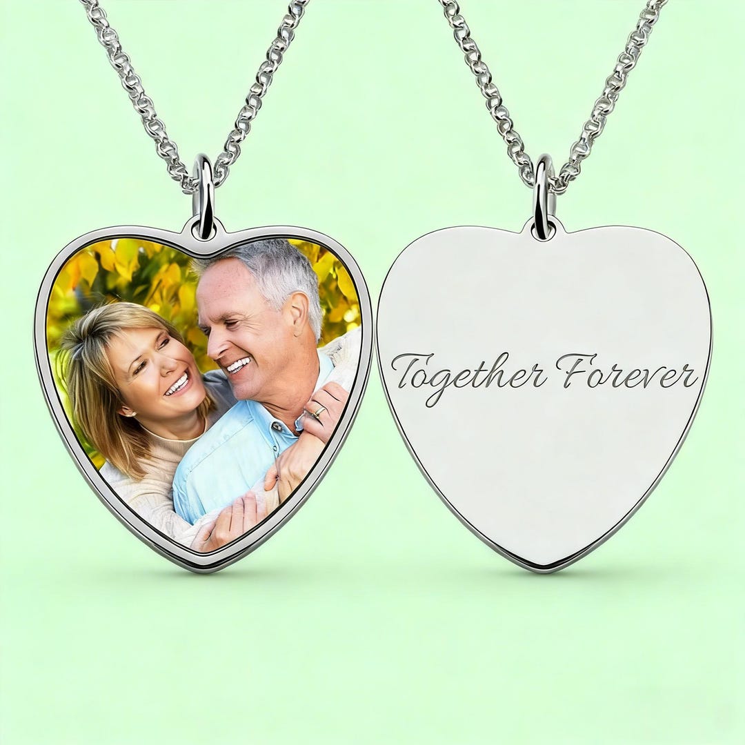 Custom Couple Portrait Necklace, Personalized Photo Text Necklace, Pet ...