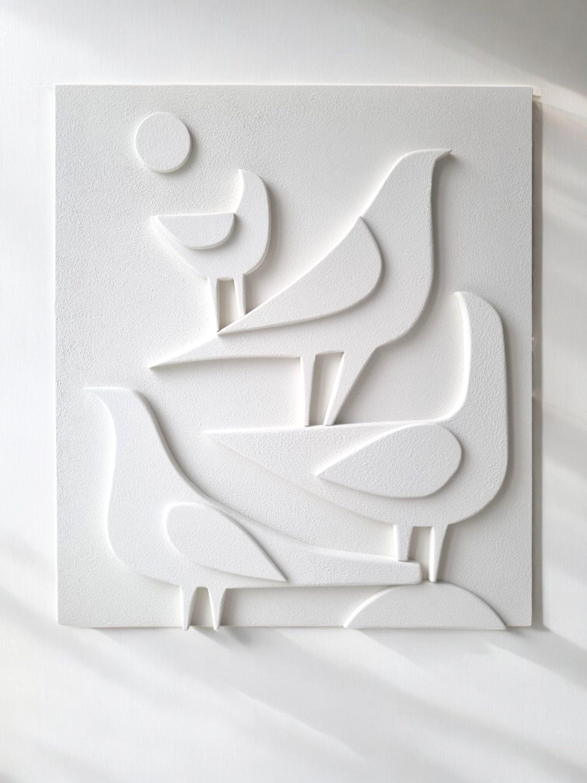 Handmade Plaster Wall Art – Abstract Bird Relief Sculpture - Etsy