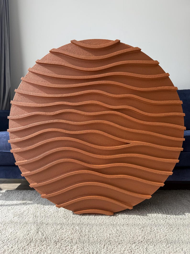 Round Sand Waves Plaster Wall Art | Textured Neutral Minimalist Living ...