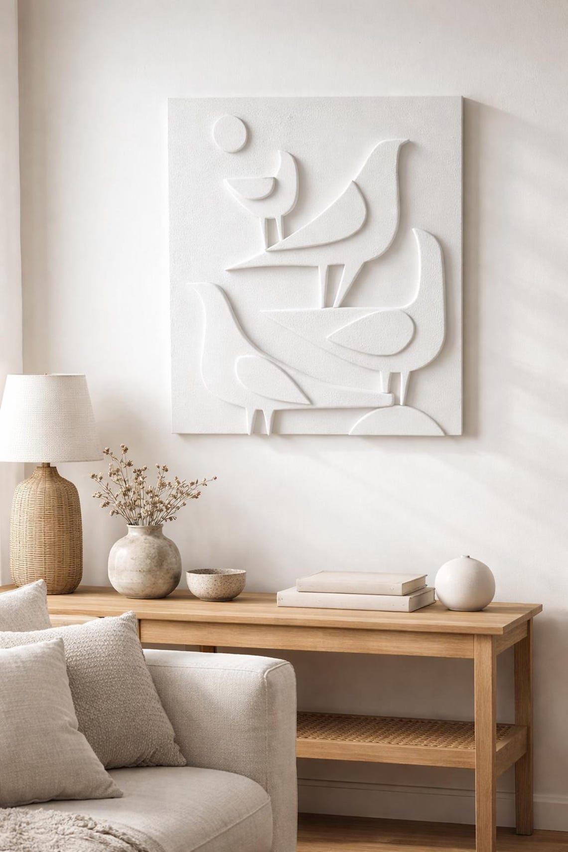 Handmade Plaster Wall Art – Abstract Bird Relief Sculpture - Etsy