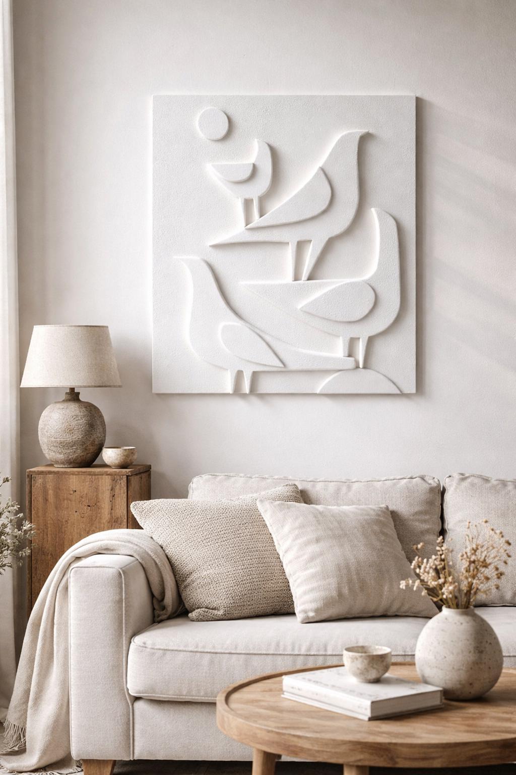 Handmade Plaster Wall Art – Abstract Bird Relief Sculpture - Etsy