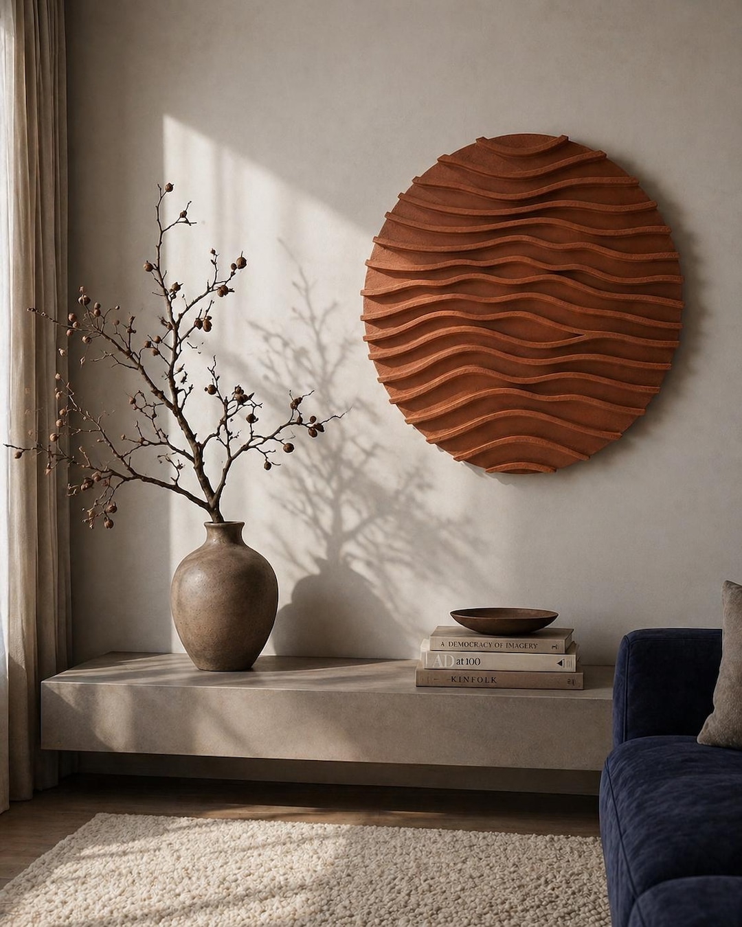Round Sand Waves Plaster Wall Art | Textured Neutral Minimalist Living ...