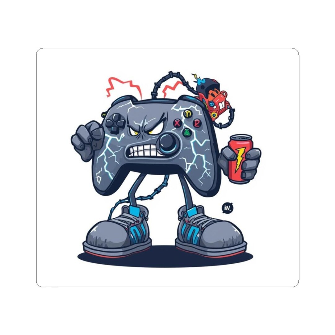 Angry Game Controller Sticker | Kiss-cut Sticker, Gamer Art, Energy ...