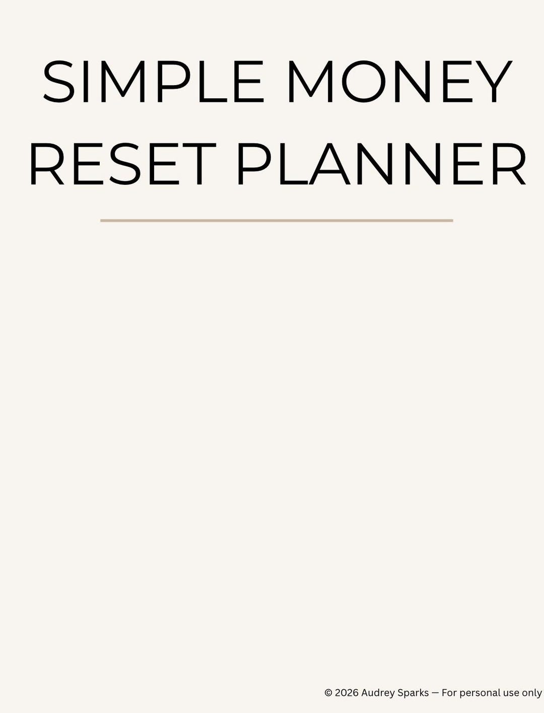 Simple Money Reset Planner | Printable Budget Planner | Monthly Bills ...