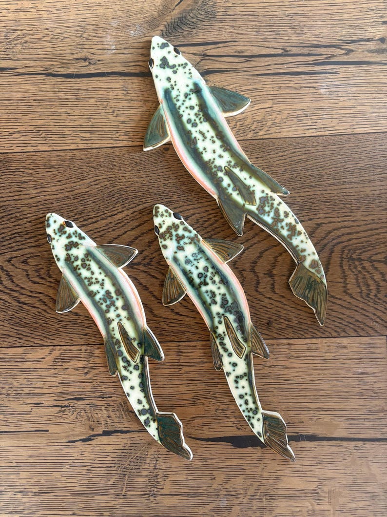 Ceramic Mosaic Trout Fish Floor Tile (speckled Green) - Etsy