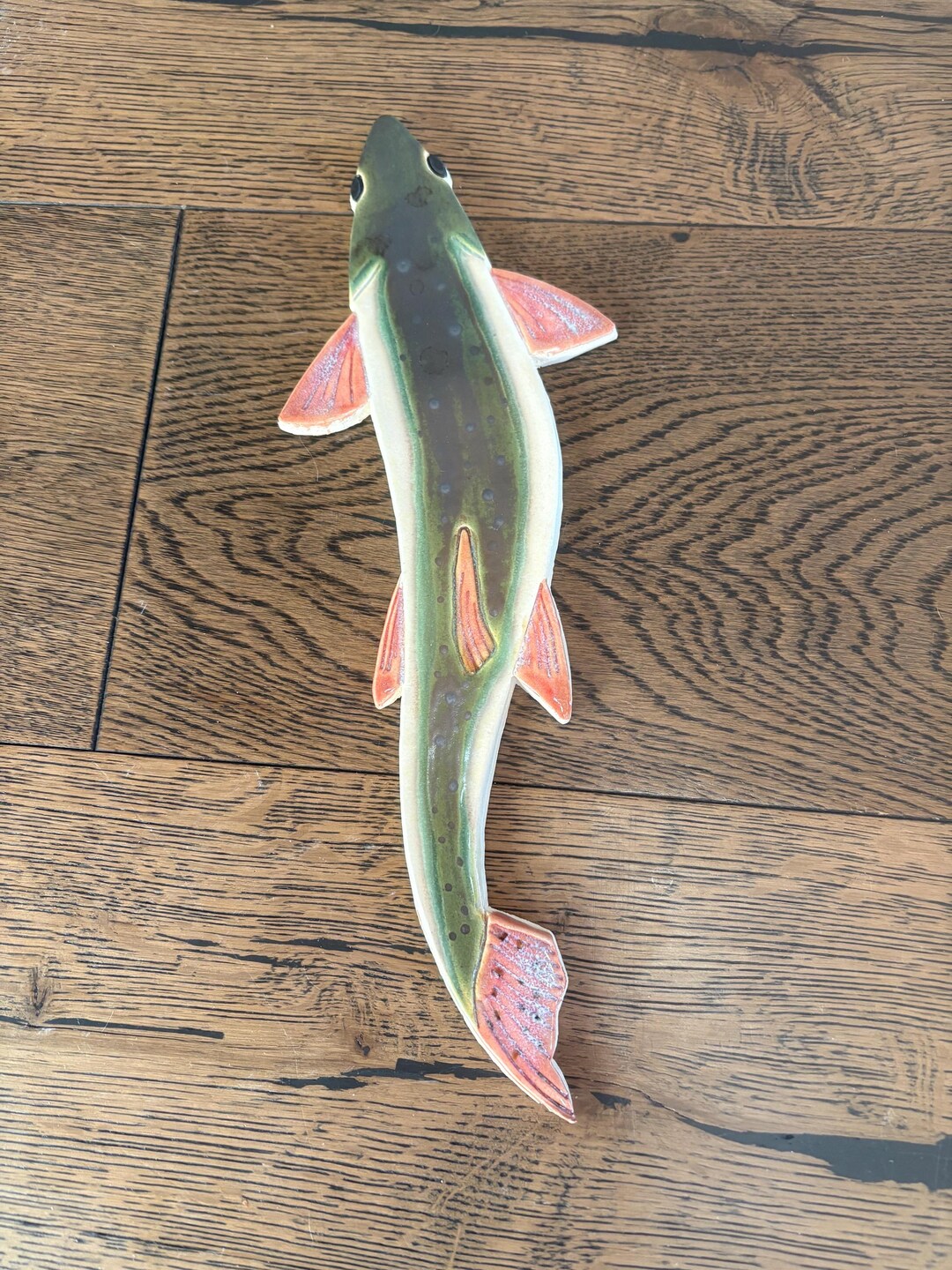Ceramic Mosaic Trout Fish Floor Tile (green With Salmon Fins) - Safe ...