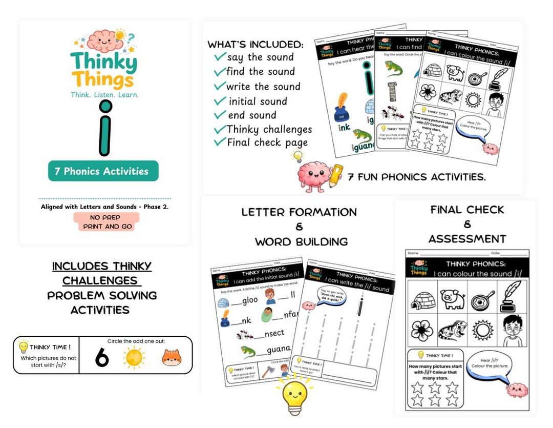 Phonics Worksheets Phase 2 - Letter I - SATPIN - EYFS - Includes 7 ...