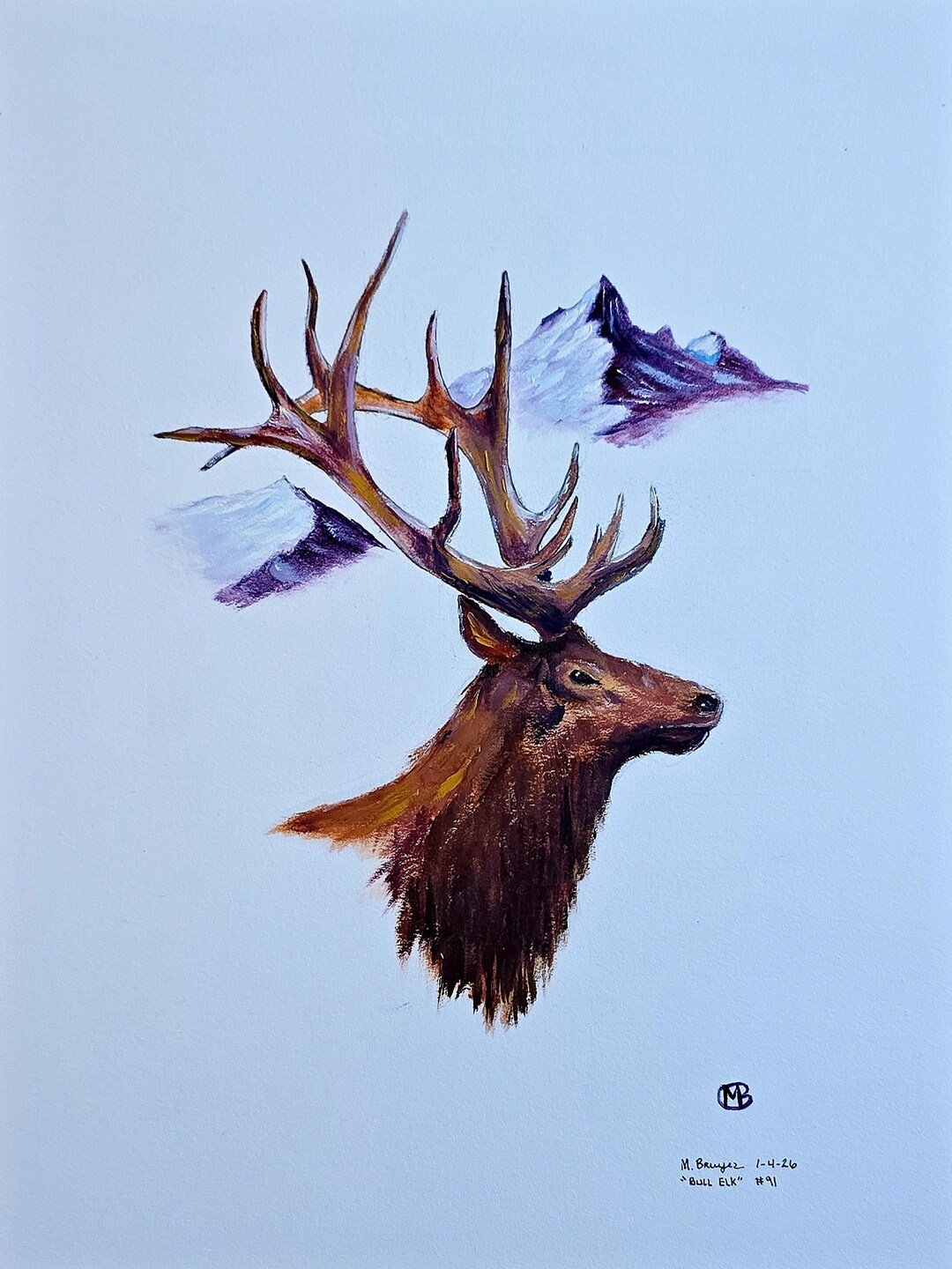 Bull Elk Oil Painting – Rustic Wildlife Art Print (digital Download) - Etsy
