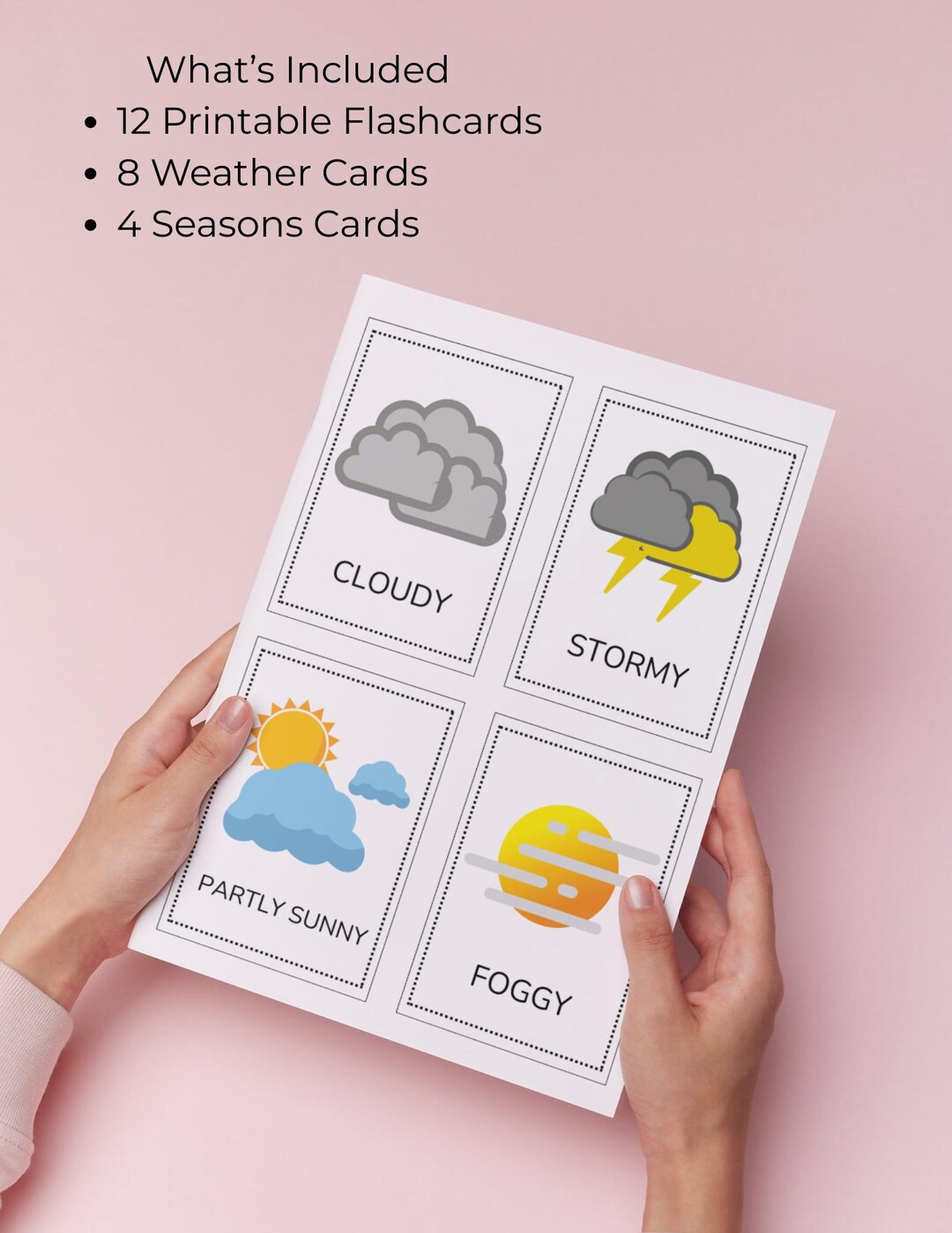 12 Weather + Seasons Flashcards – Preschool & Kindergarten Printable ...