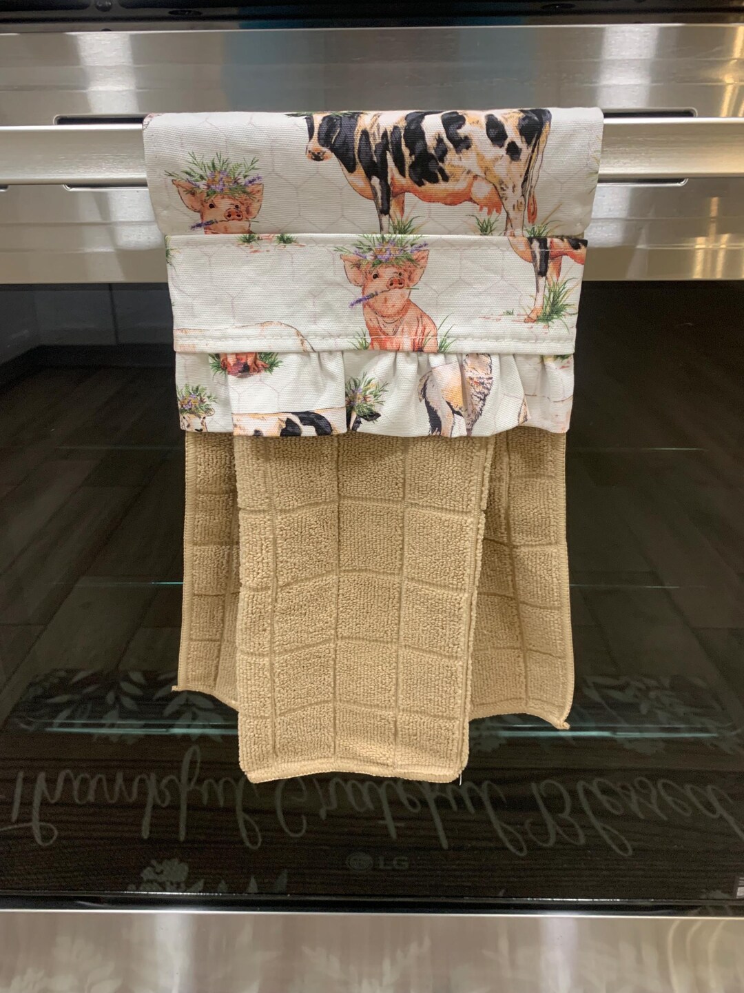 Country Chic Farmhouse Kitchen Decor Ruffled Hanging Towel - Etsy