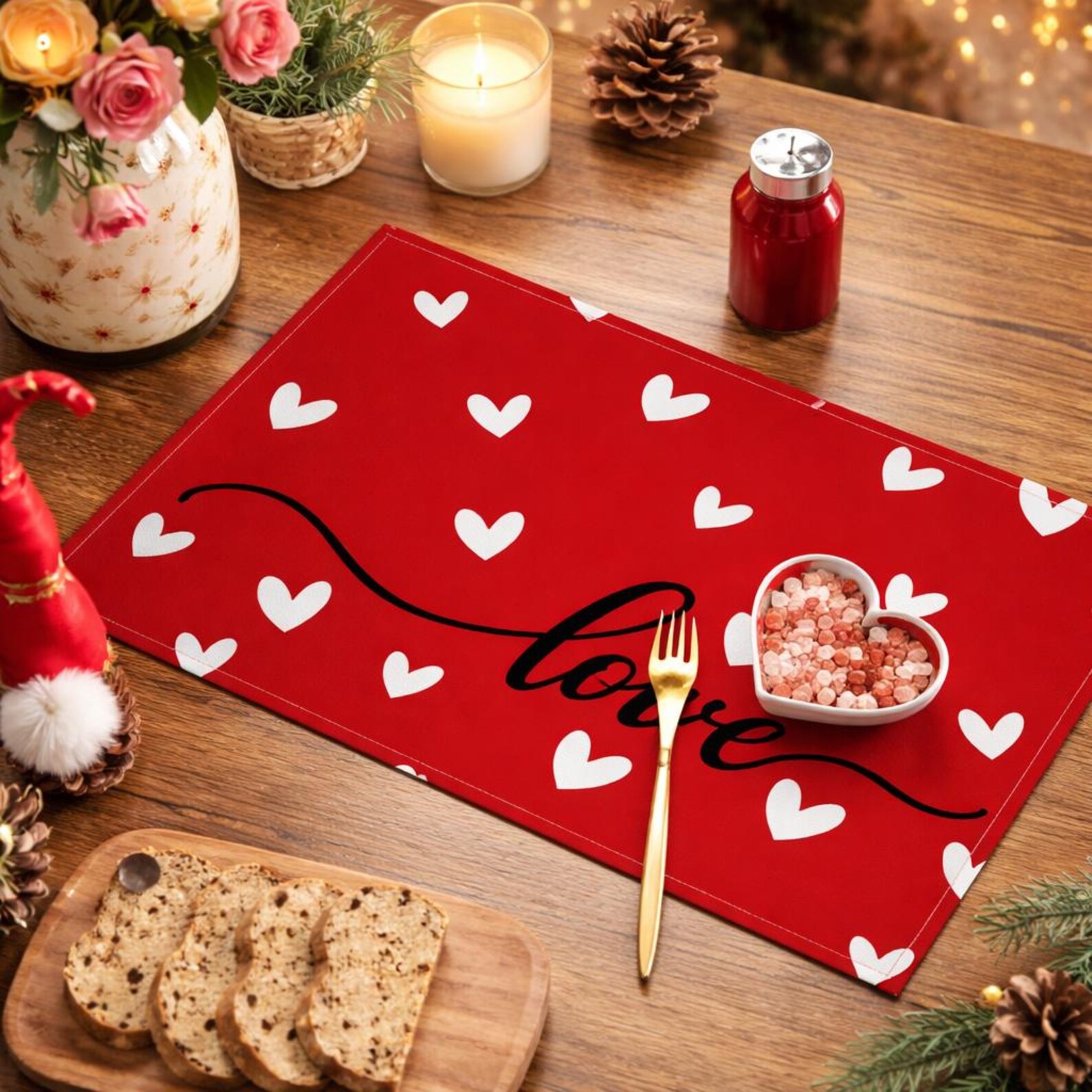 Red Heart Placemats, Valentine's Day Table Decor, Set of 4 - Etsy