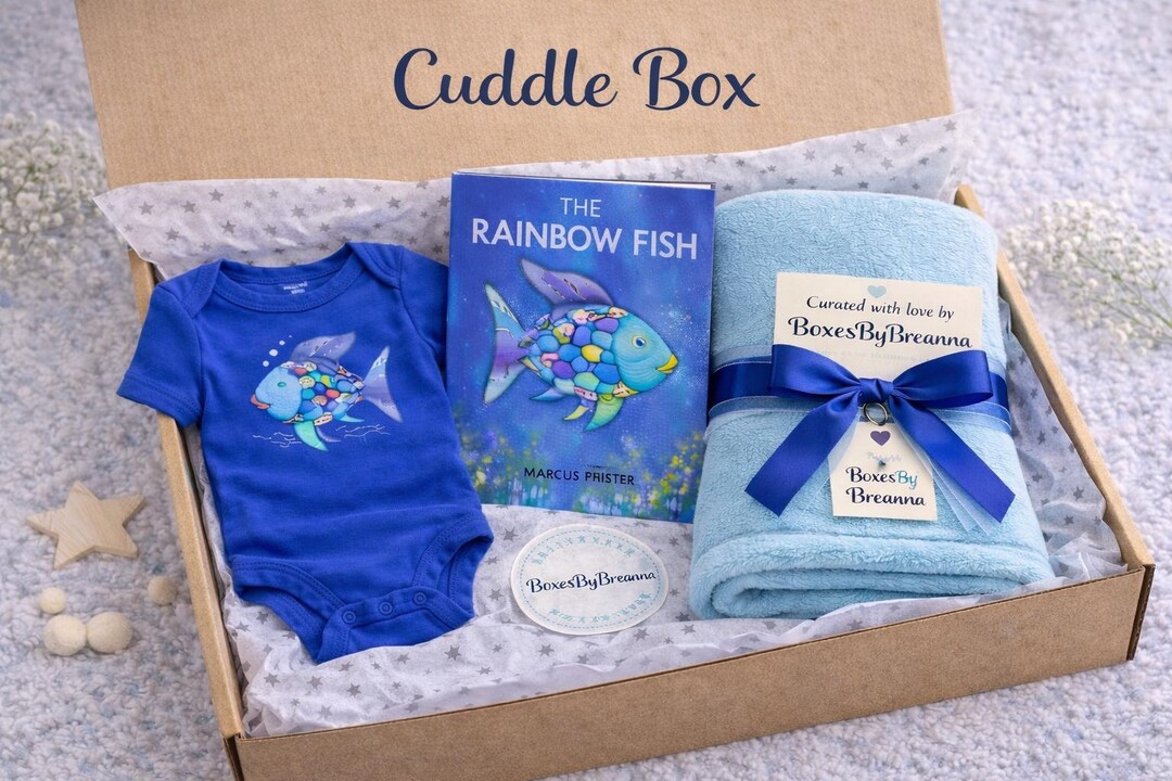 Rainbow Fish Baby Gift Box | Onesie, Book & Blanket (6-12M) - Etsy