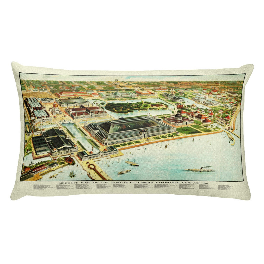 Chicago Pillow Map Panoramic Map Chicago Columbian Expo Premium Pillow ...