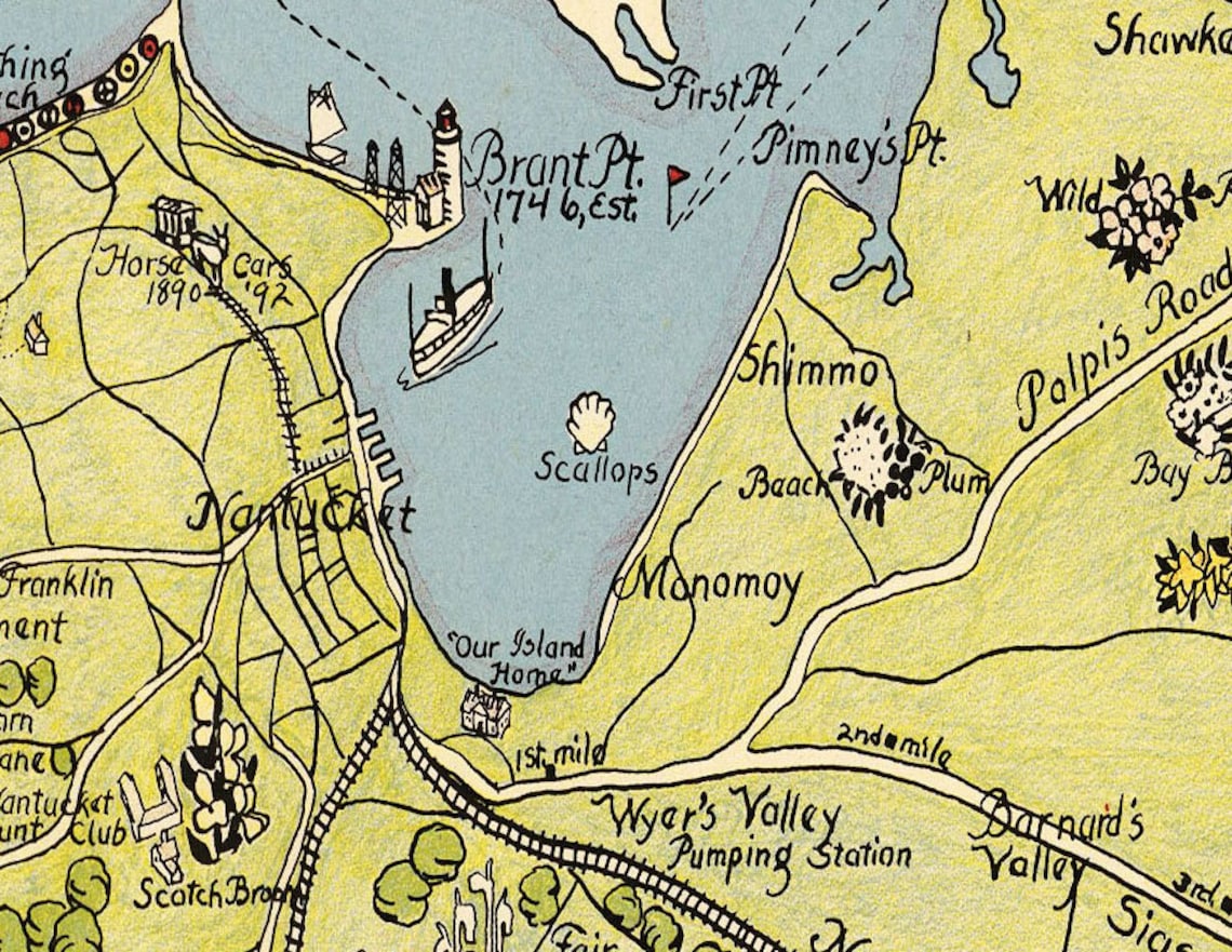 Nantucket - Map - Blanket - Vintage - Pictorial - Throw Blanket ...