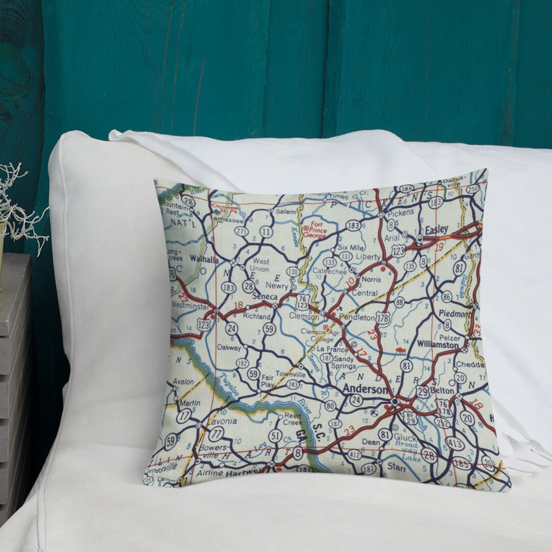 Clemson South Carolina Pillow Map Clemson Tigers Custom - Etsy