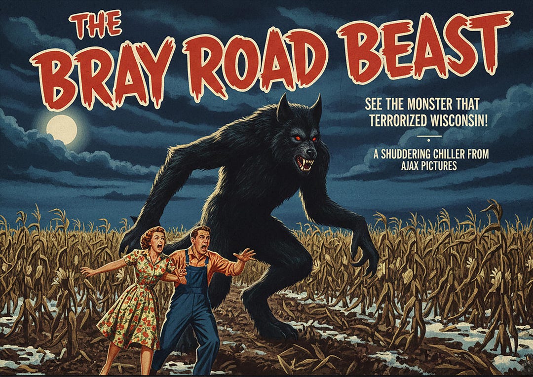 The Legend of the Bray Road Beast – Retro Horror Printed Poster A3 Size ...