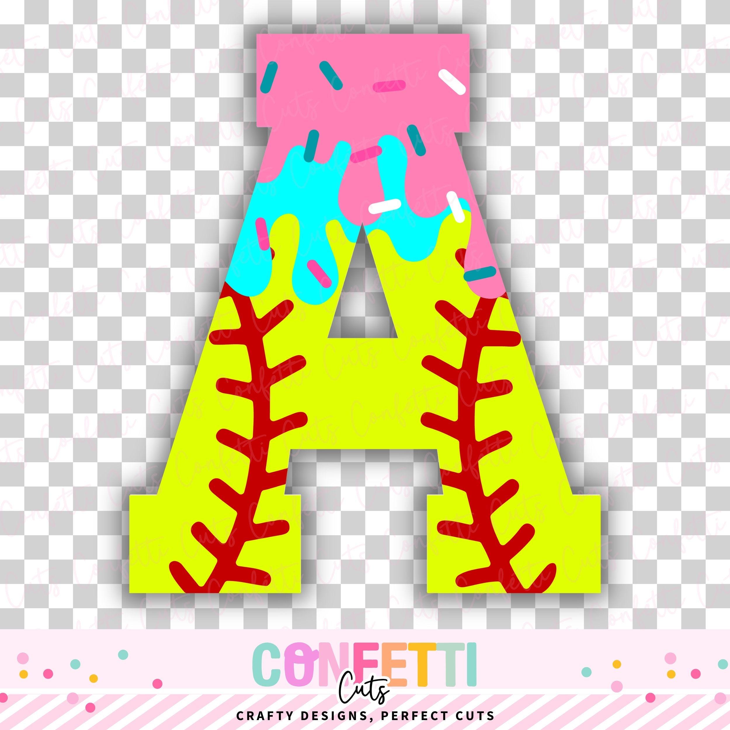 Softball Drip Letters SVG, Ice Cream Drip Alpha SVG, Softball Alphabet ...