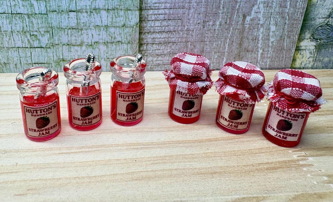 Dolls House 1:12 Food Miniature Glass Jar of Handmade Strawberry Jam - Etsy