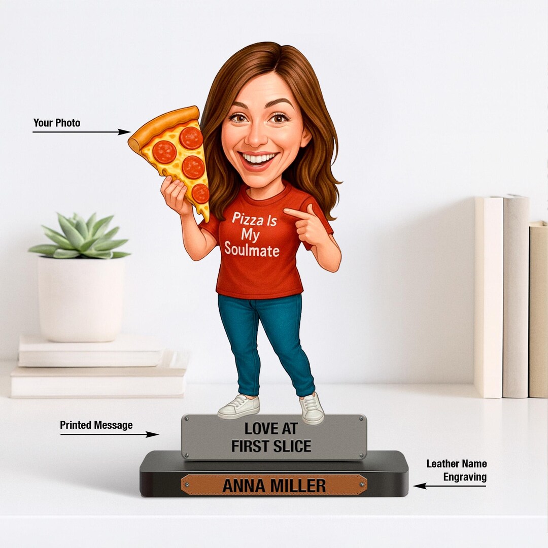 Personalized Pizza Lover Caricature Figurine From Photo, Custom Cartoon ...