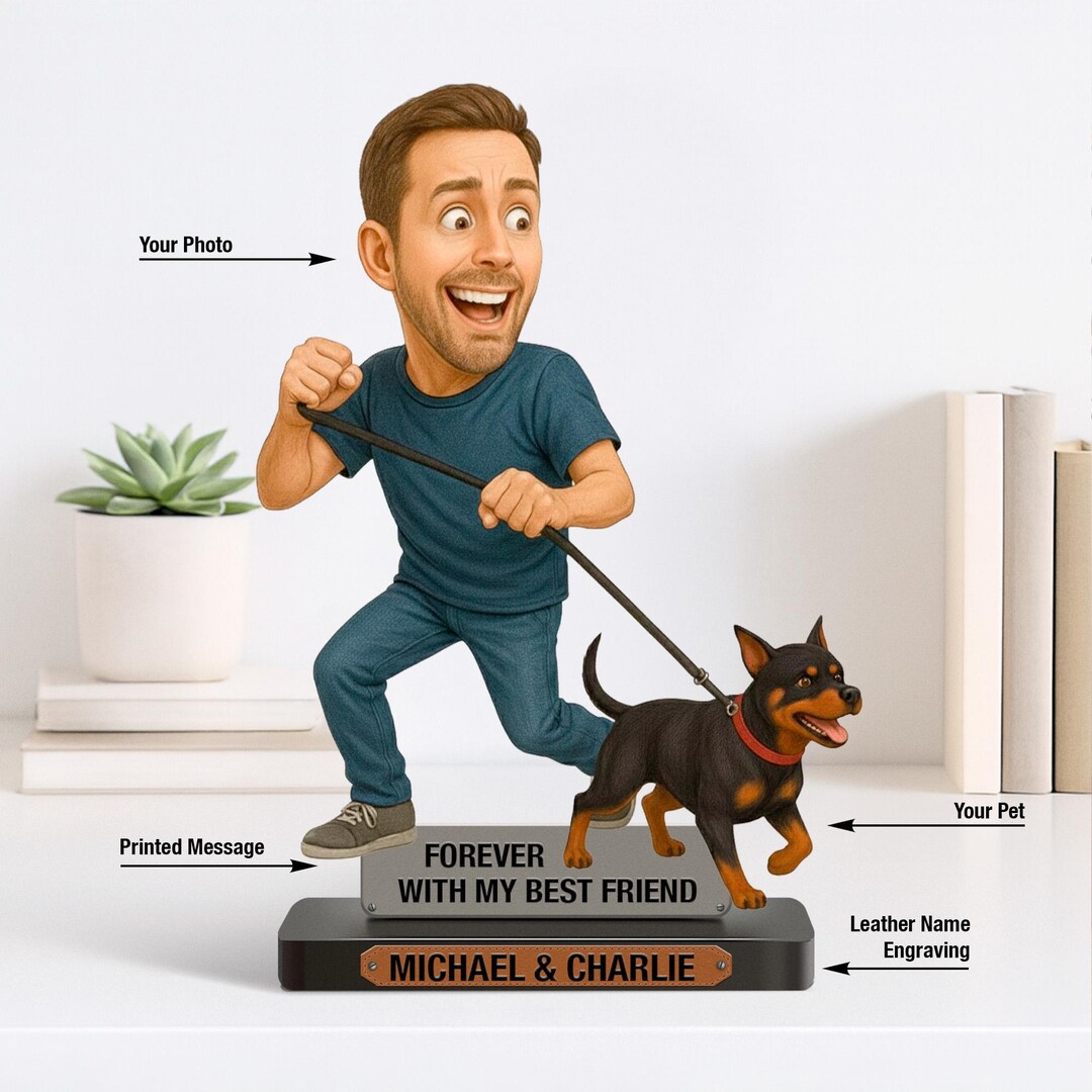 Active Dog Dad & Pup Figurine | Personalized Pet Owner Gift | Custom ...