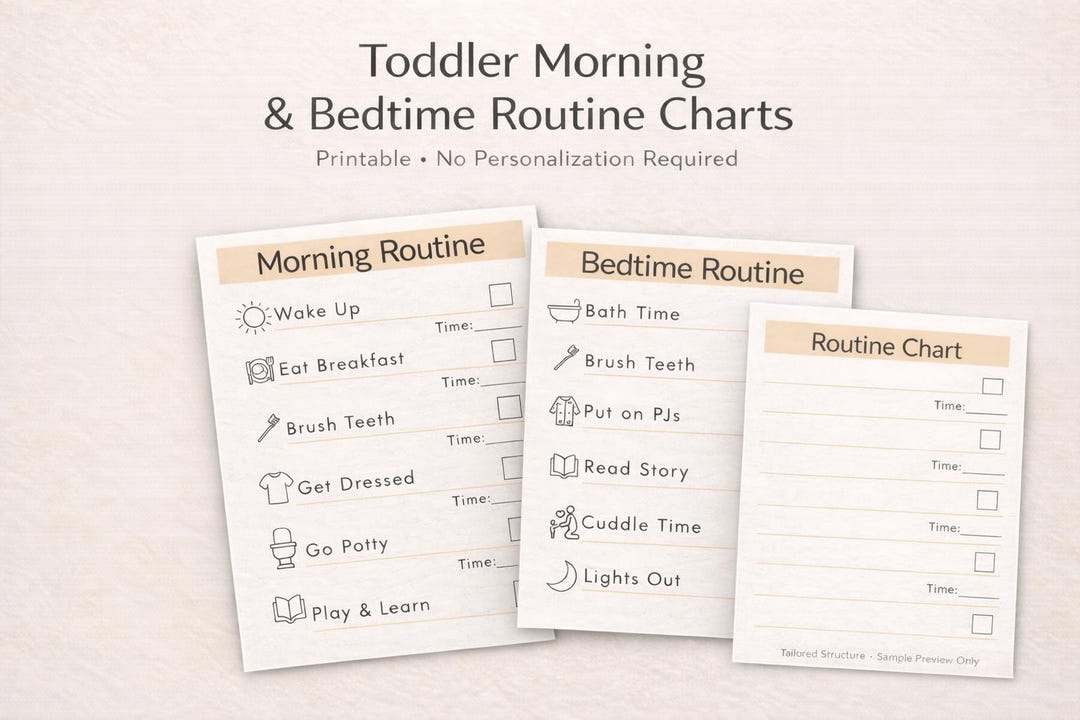 Toddler Routine Charts Printable Bundle | Morning & Bedtime Visual ...