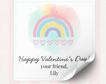 Canva Rainbow Editable Printable Valentine Sticker | Templates for Kids ...