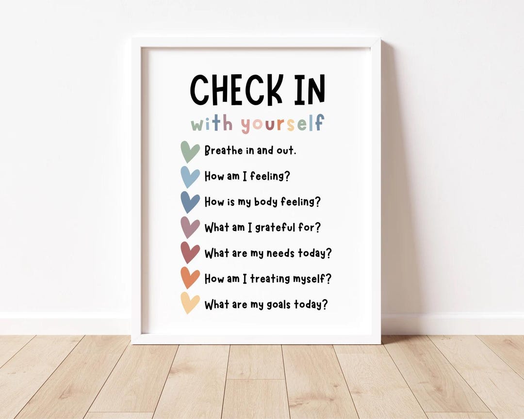 Self Care Check in Poster | Mental Health Printable, Check in With ...
