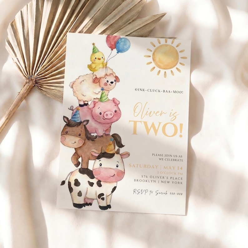 Farm Birthday Invitation | Barnyard Birthday Invite | Animal Birthday ...
