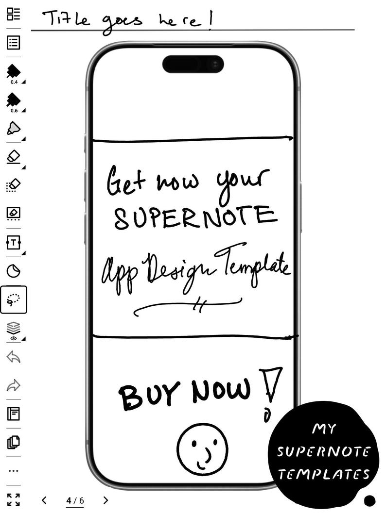 Supernote Template - App Wireframe Design - Etsy
