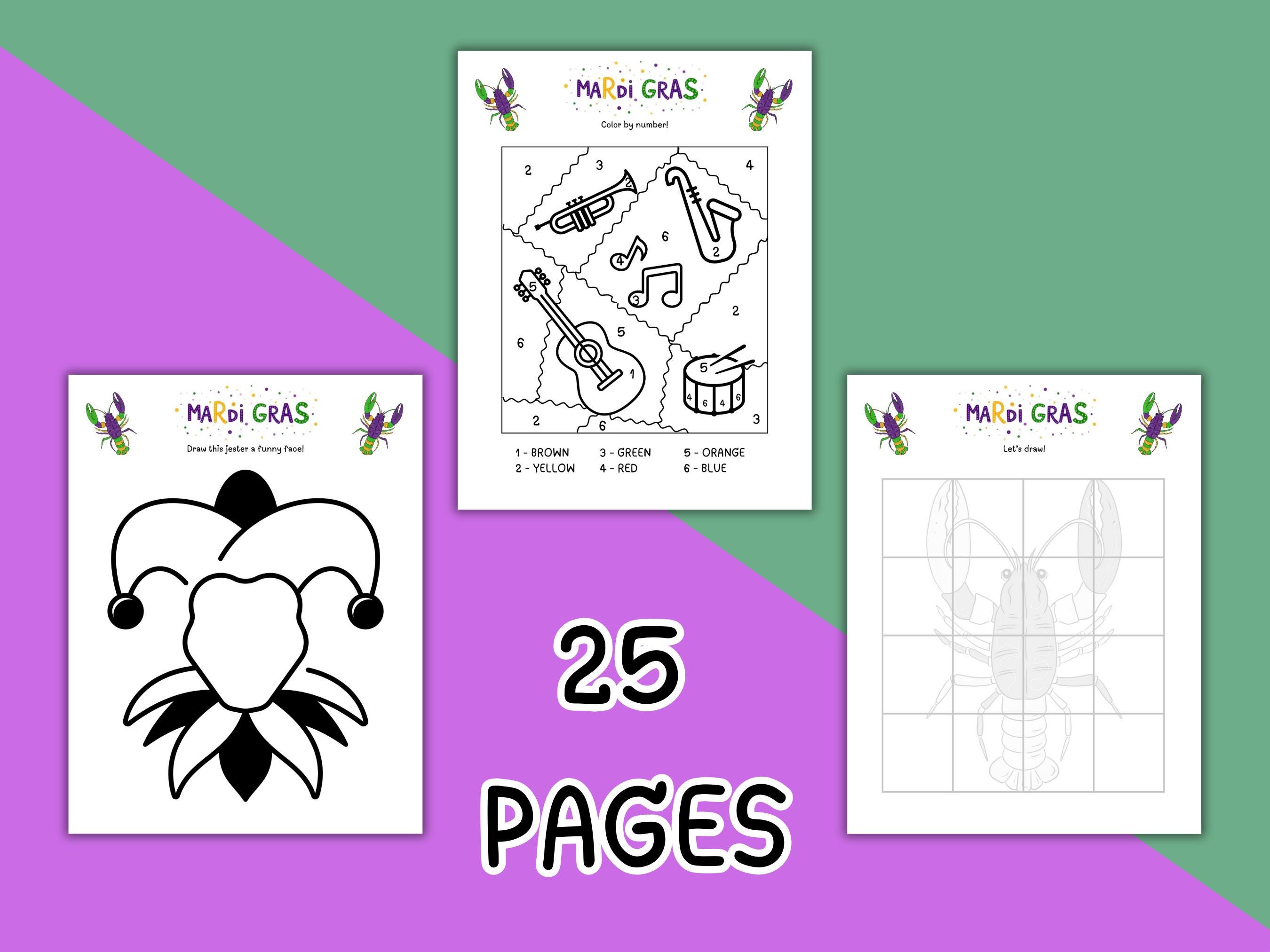 Mardi Gras Kids Activity Bundle | Printable Handprint Craft, Coloring ...