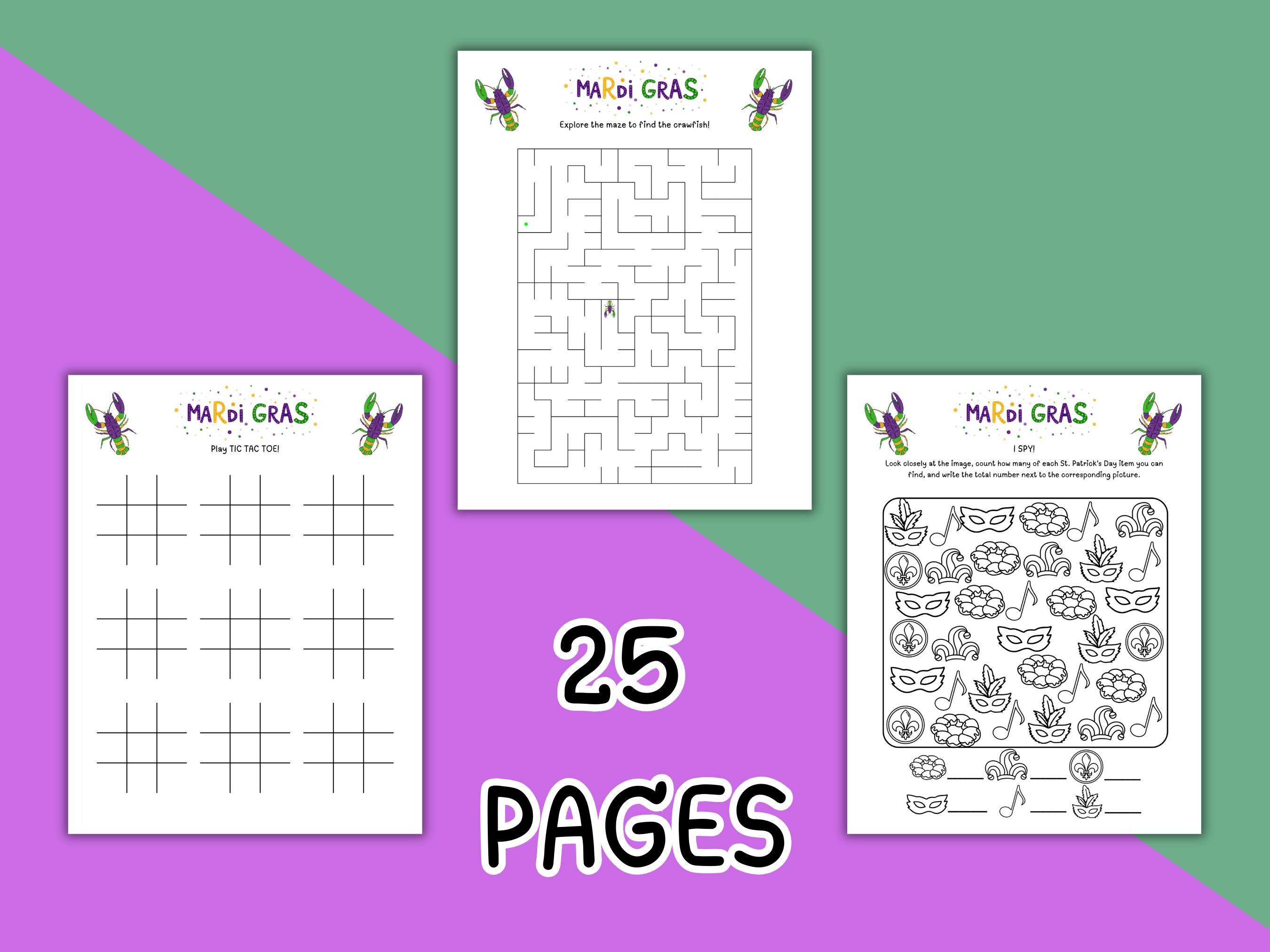Mardi Gras Kids Activity Bundle | Printable Handprint Craft, Coloring ...
