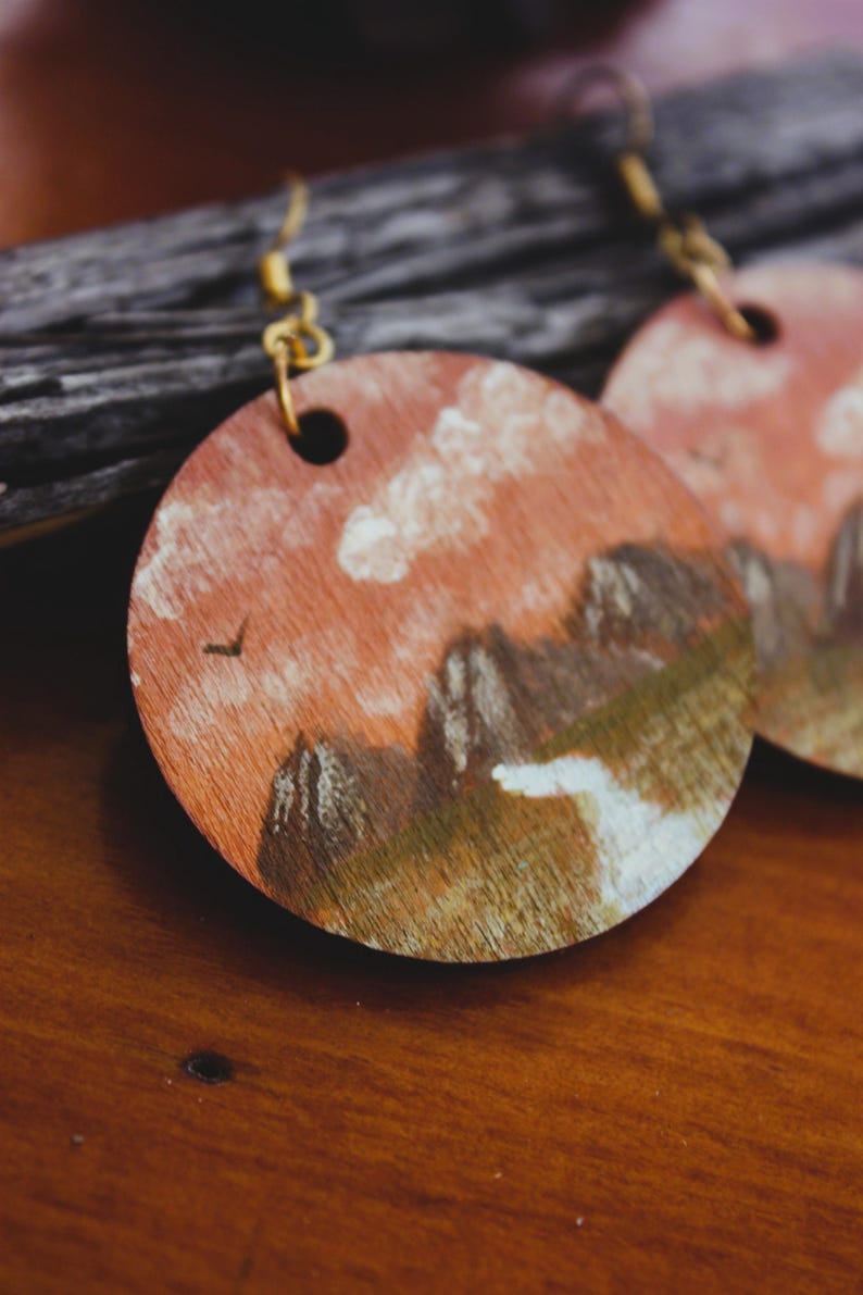 Hand Painted Landscape Earrings | Nature Inspired Wearable Art - Etsy ...