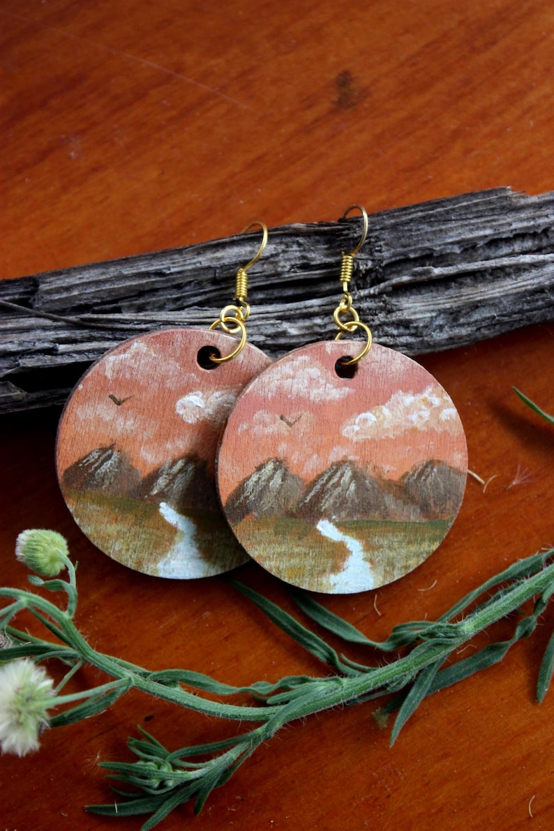 Hand Painted Landscape Earrings | Nature Inspired Wearable Art - Etsy ...