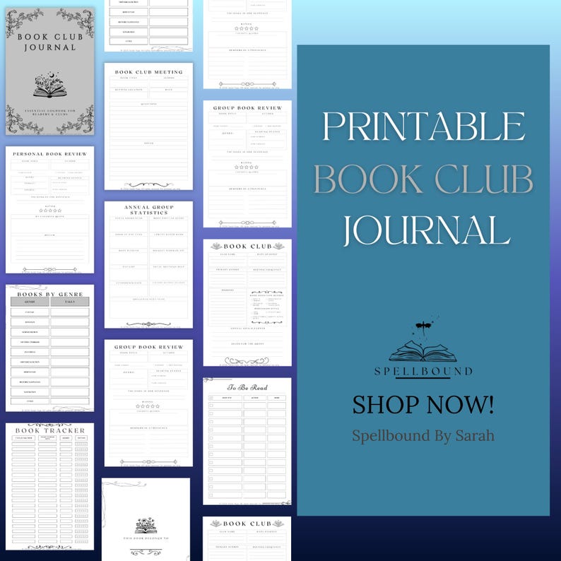 Printable Book Club Journal: 11-page Reader Logbook (PDF) - Etsy