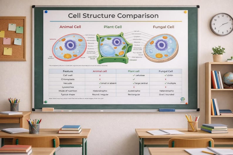 Cell Structure Comparison – Animal, Plant & Fungal Cells | Biology ...