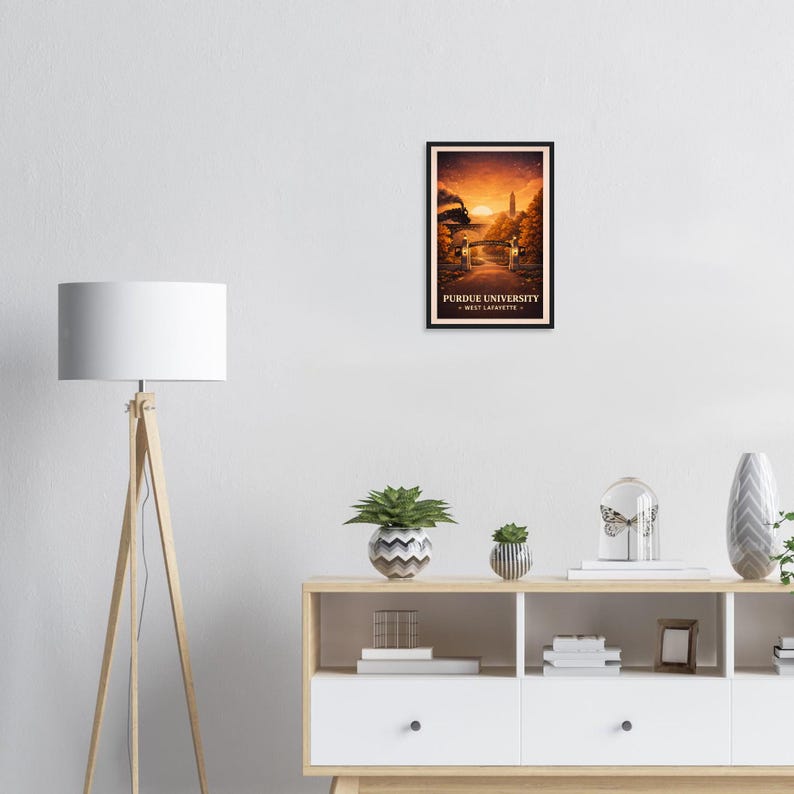 Purdue University Poster | Vintage Travel Print Wood Frame - Etsy