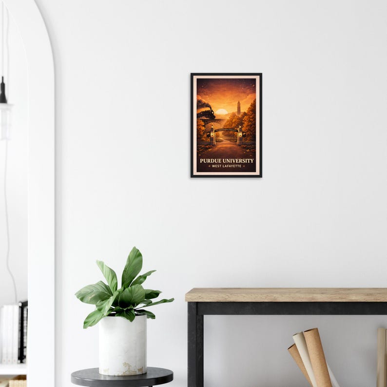 Purdue University Poster | Vintage Travel Print Wood Frame - Etsy
