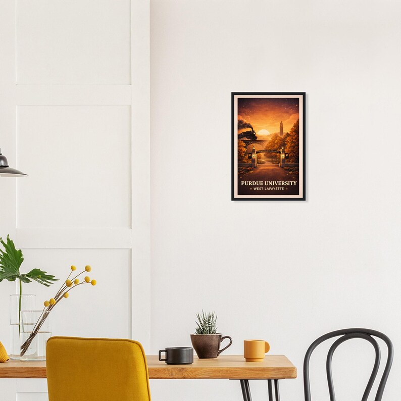 Purdue University Poster | Vintage Travel Print Wood Frame - Etsy