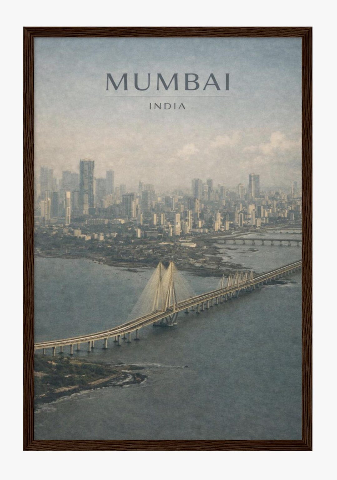 Mumbai Skyline Poster | Bandra-worli Sea Link, India | Wooden Framed ...