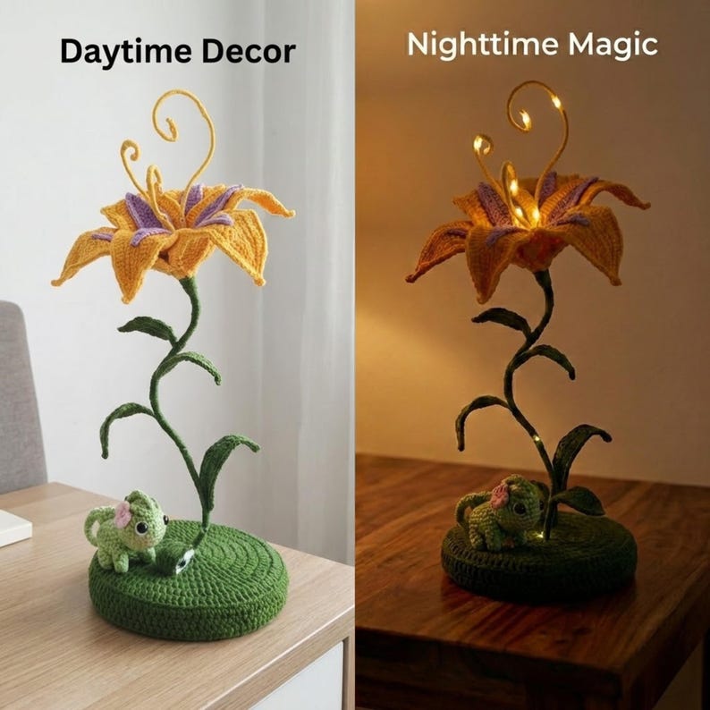 Handmade Rapunzel Flower Lamp | Crochet LED Night Light | Fairy Tale ...