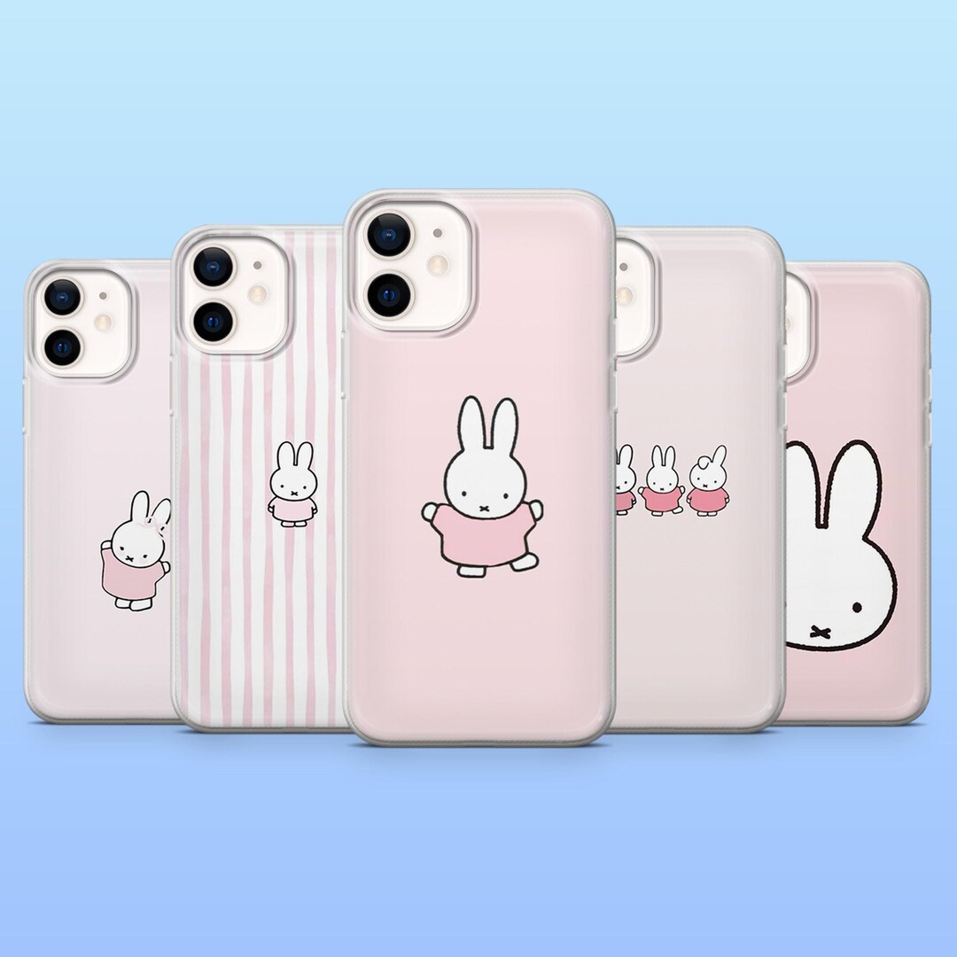 Pink Miffy Phone Case Cute Minimal Bunny Cover for iPhone 17, 16, 15 ...
