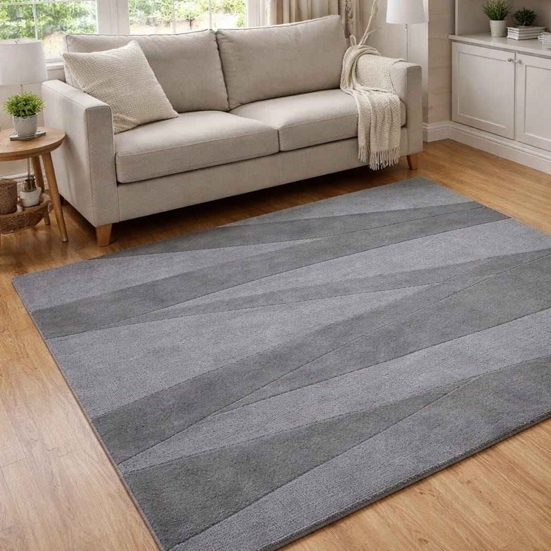 Hand Tufted Wool Modern Grey Abstract Area Rug | Soft Living Room ...