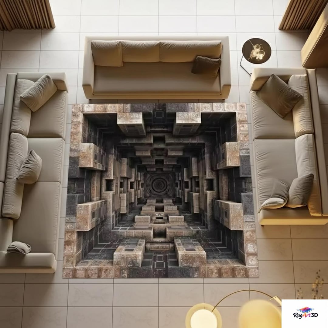 3D Optical Illusion Rug Vortex Effect Carpet Anti Slip Floor Mat for ...