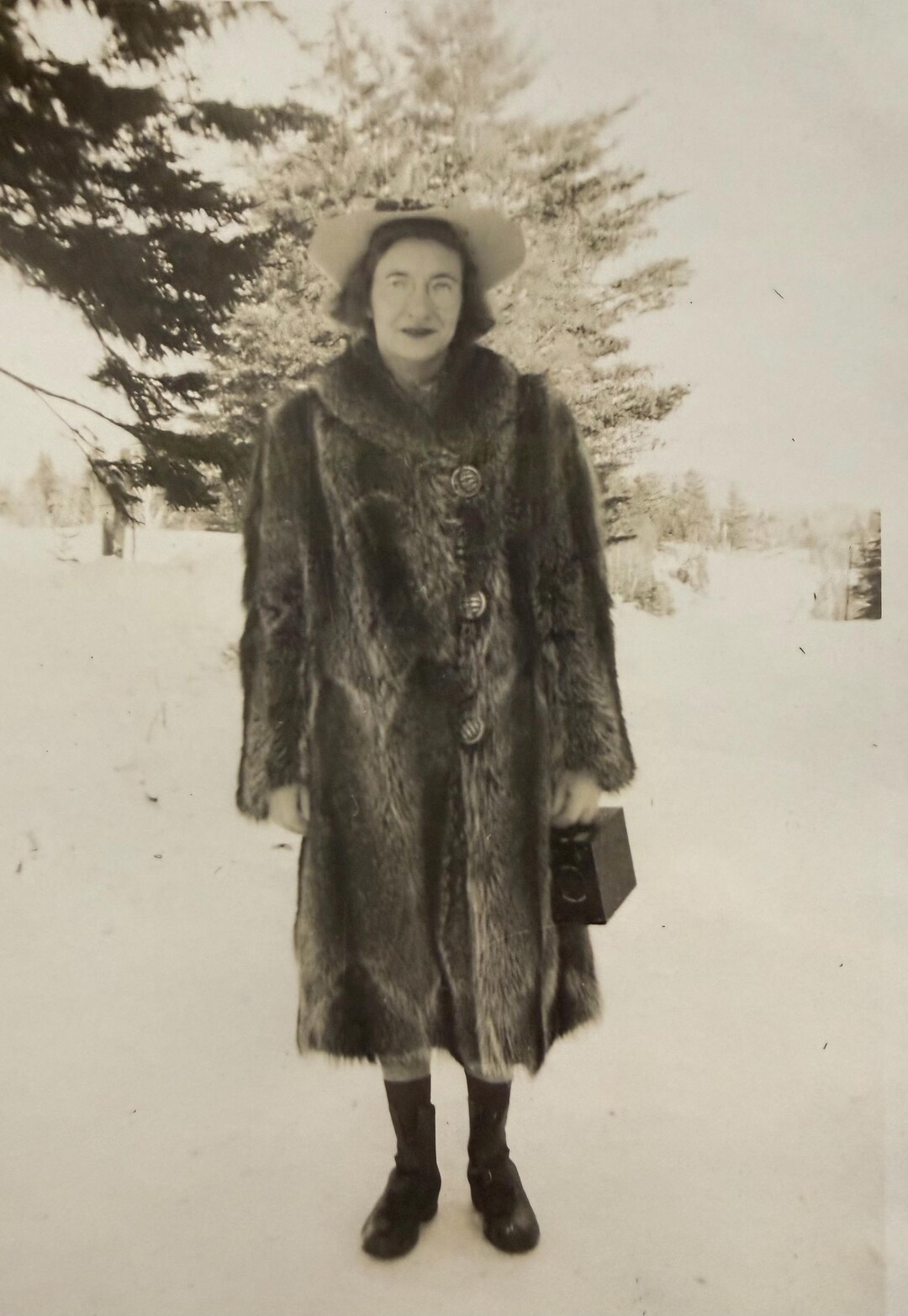 Vintage Photo Box Camera Fur Coat Funny Hat Snow Boots - Etsy