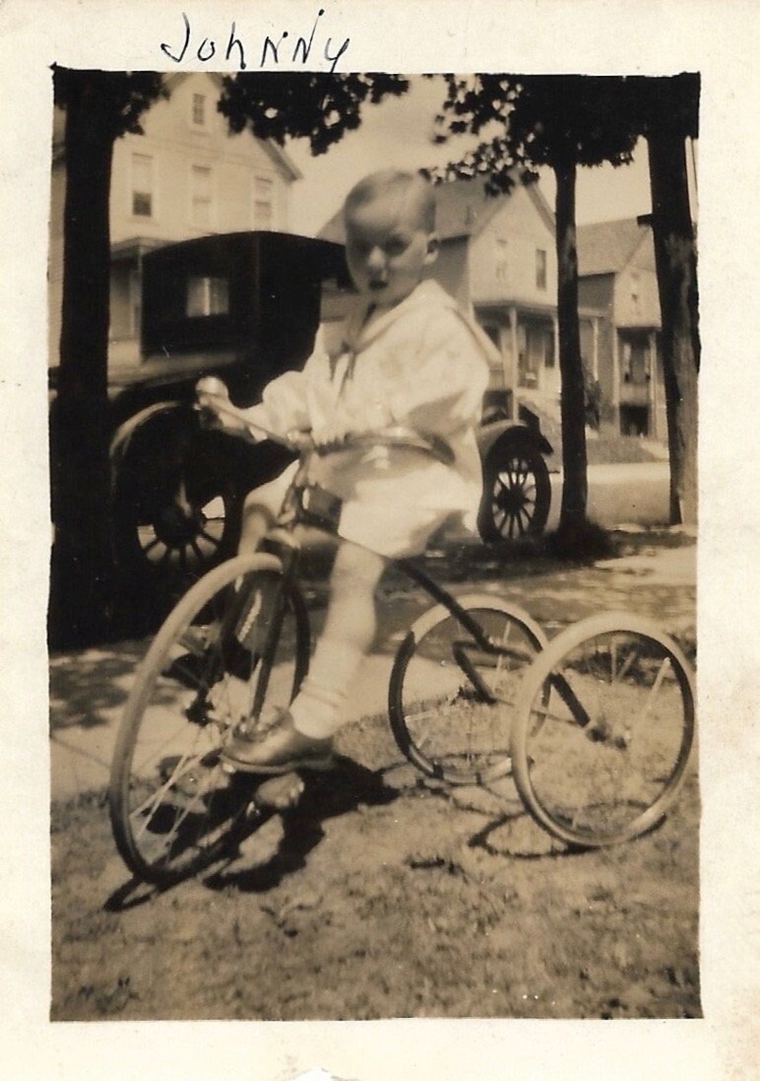 Antique Photo Johnny Little Boy on A Tricycle 1910s Original Sepia ...