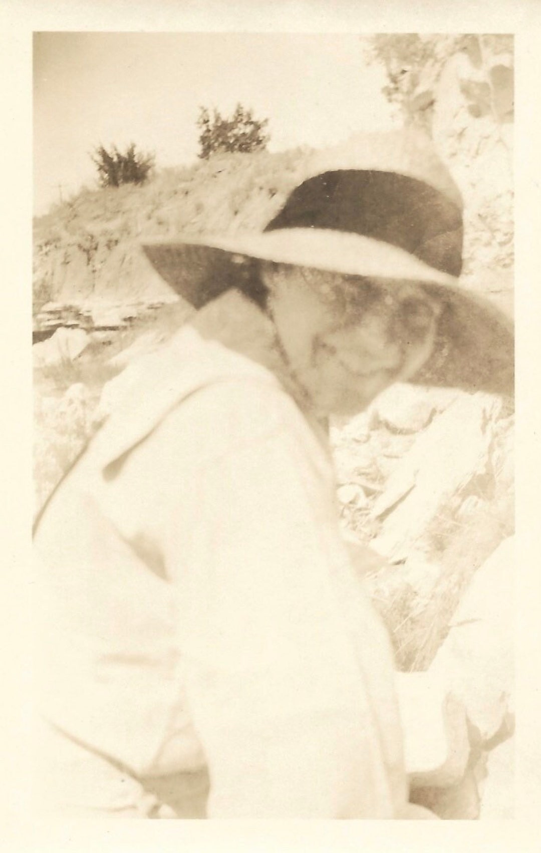 Victorian Sun Hat Vintage Photo Smiling Young Woman Wearing Broad ...