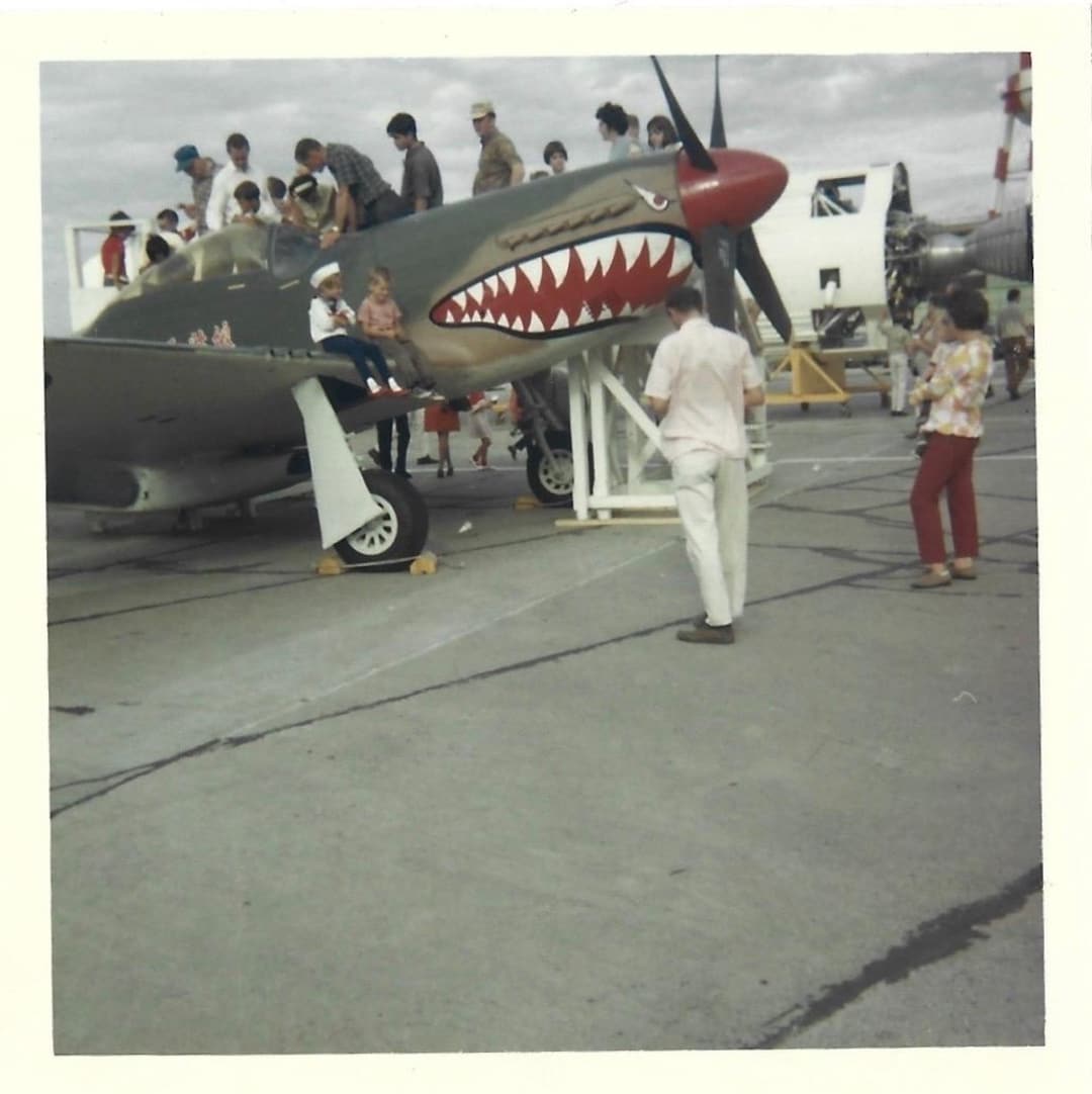 Nose Art Shark Face Vintage Color Photo Bomber Jet Aircraft WWII Air ...