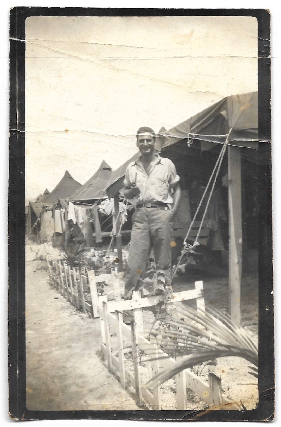 Handsome Military Man Wallet Photo Pipe Smoker WWII Vintage - Etsy